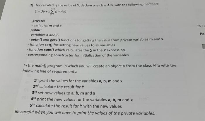 Solved Y=3b+a∑i=2n(f+4x) private: - variables m and x | Chegg.com