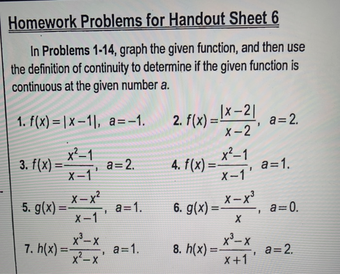 Solved Homework Problems for Handout Sheet 6 In Problems | Chegg.com