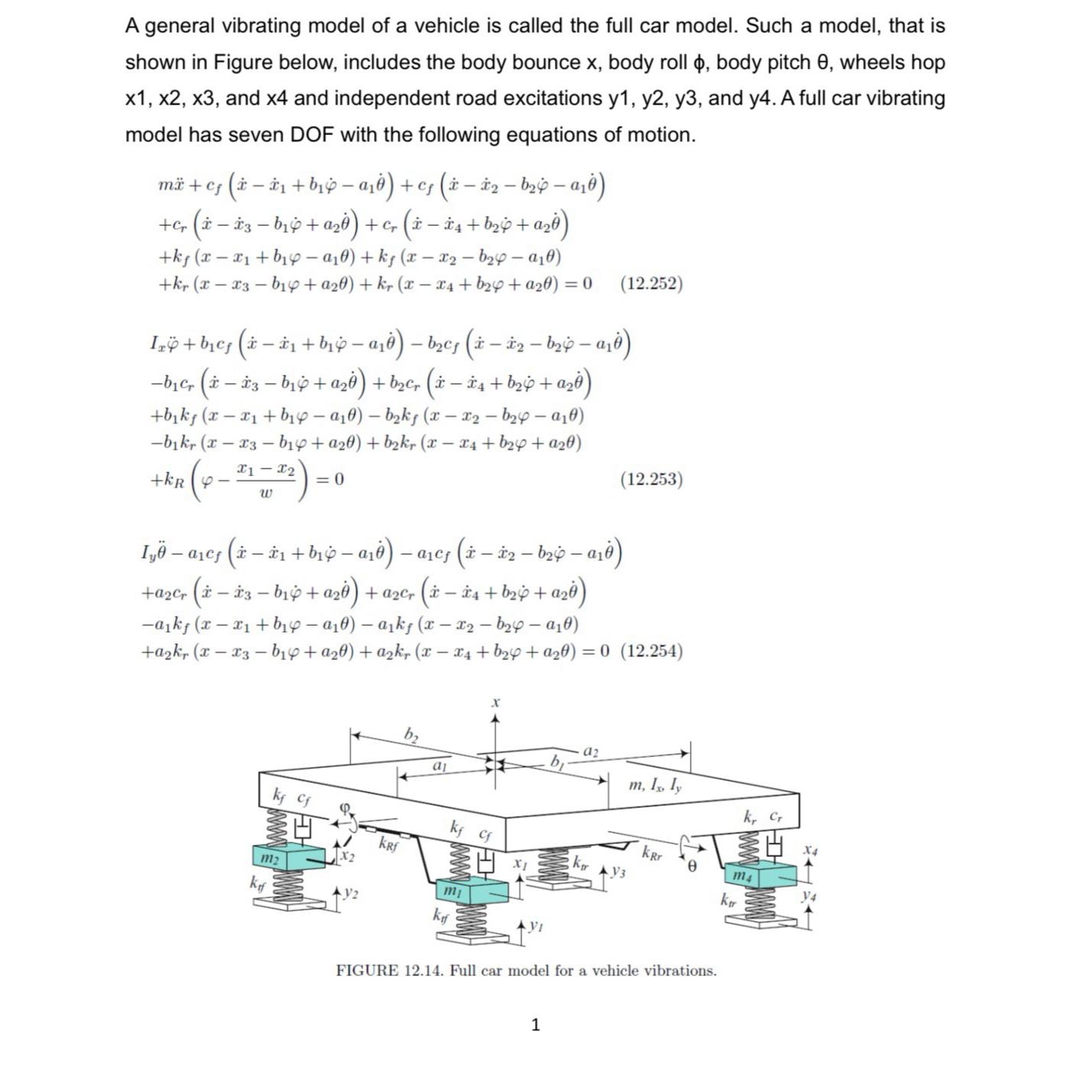 Solved A general vibrating model of a vehicle is called the | Chegg.com