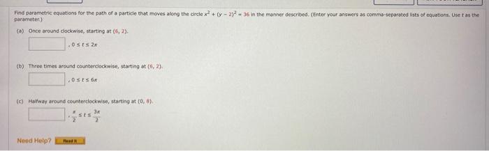 Solved parameteri) (3) Onice around clockwise, starting at | Chegg.com