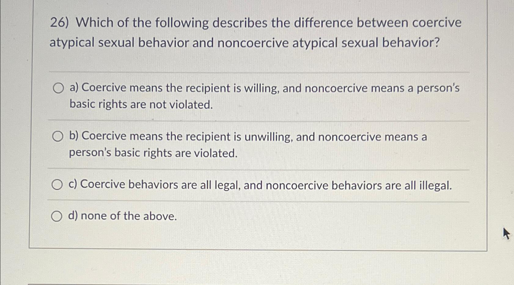 Solved Which of the following describes the difference | Chegg.com