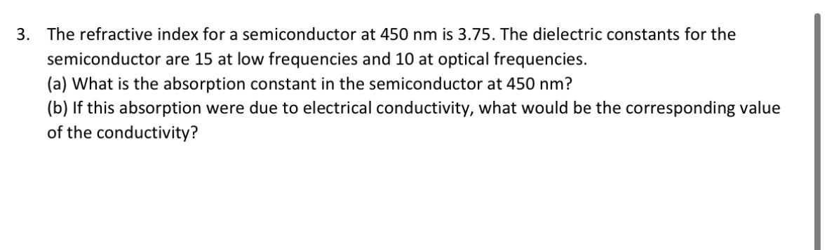 Solved The refractive index for a semiconductor at 450 ﻿nm | Chegg.com