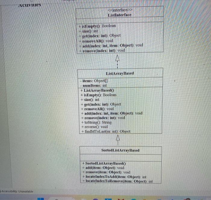 Solved Must Be In Java Implement A Sortedlistarraybased