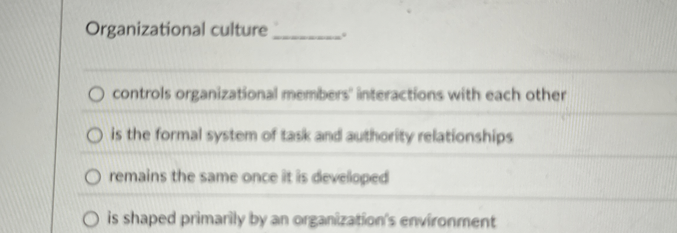 Solved Organizational culture q,controls organizational | Chegg.com