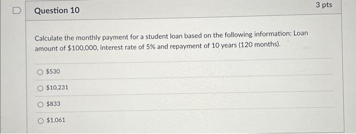 Solved Calculate the monthly payment for a student loan | Chegg.com