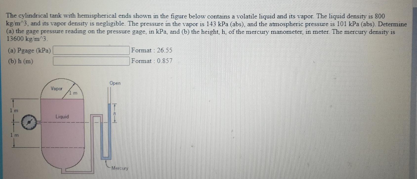 Solved The cylindrical tank with hemispherical ends shown in | Chegg.com