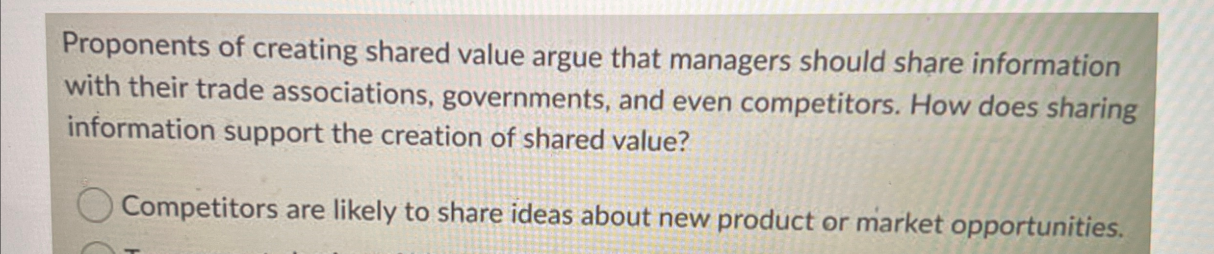 Solved Proponents of creating shared value argue that | Chegg.com