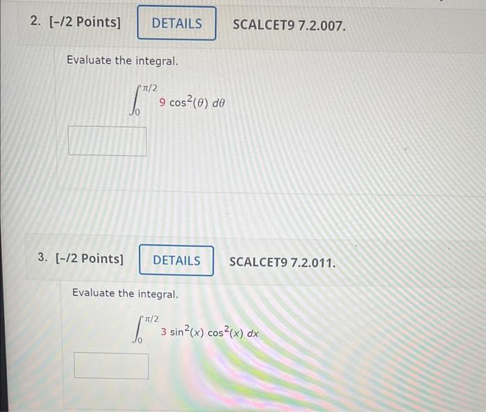 Solved SCALCET9 7.2.007. Evaluate the integral. | Chegg.com
