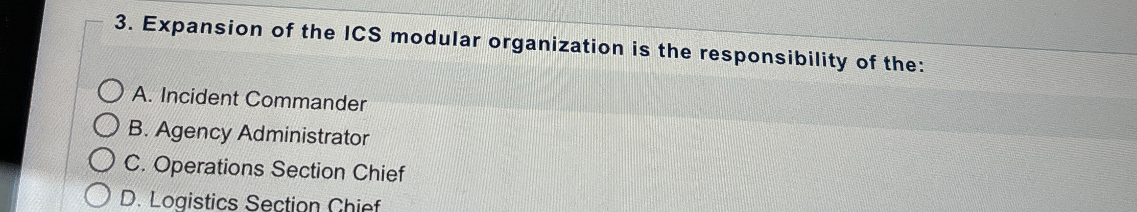 Solved Expansion of the ICS modular organization is the | Chegg.com