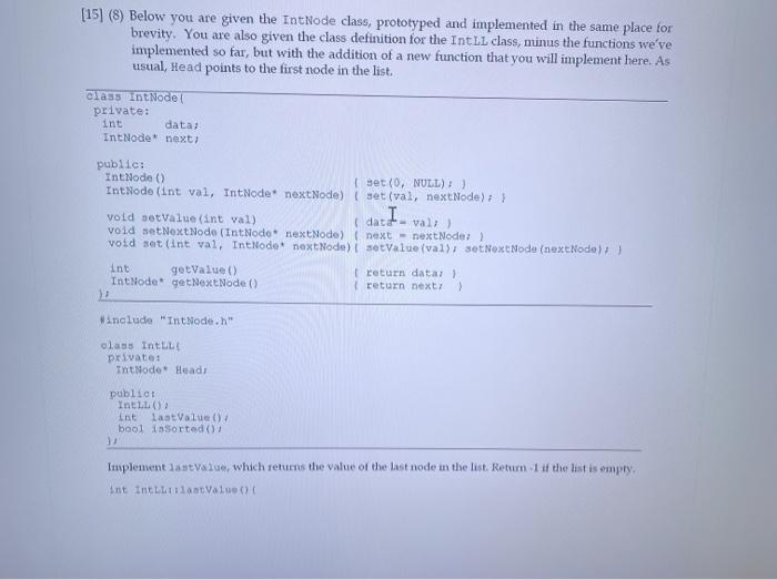 Solved Int 15 8 Below You Are Given The Intnode Class 9528