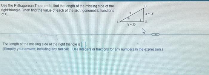 Solved Use the Pythagorean Theorem to find the length of the | Chegg.com