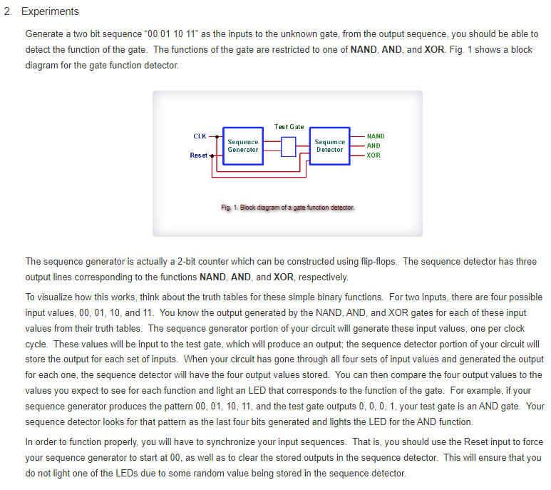 Solved Explain how to solve my ExperimentsGenerate a two bit | Chegg.com