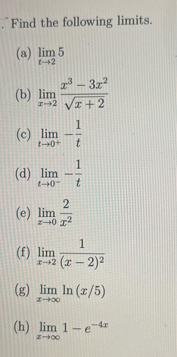 Solved Find the following limits. (a) limt→25 (b) | Chegg.com