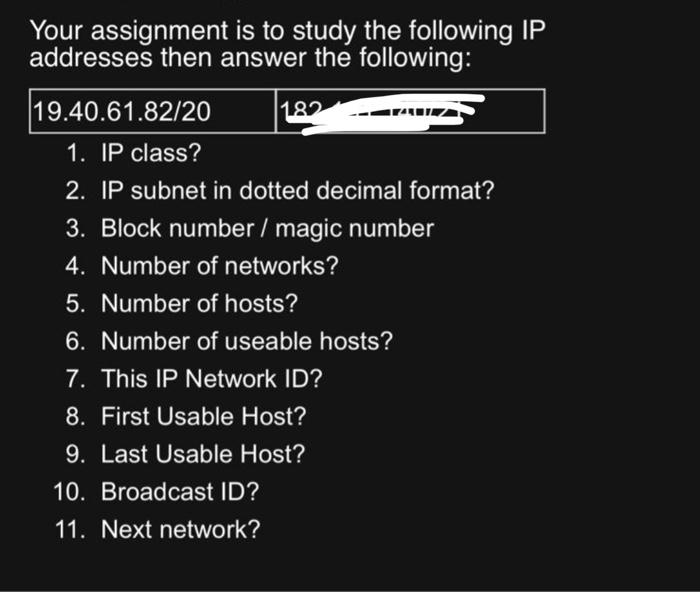 Solved Your assignment is to study the following IP | Chegg.com