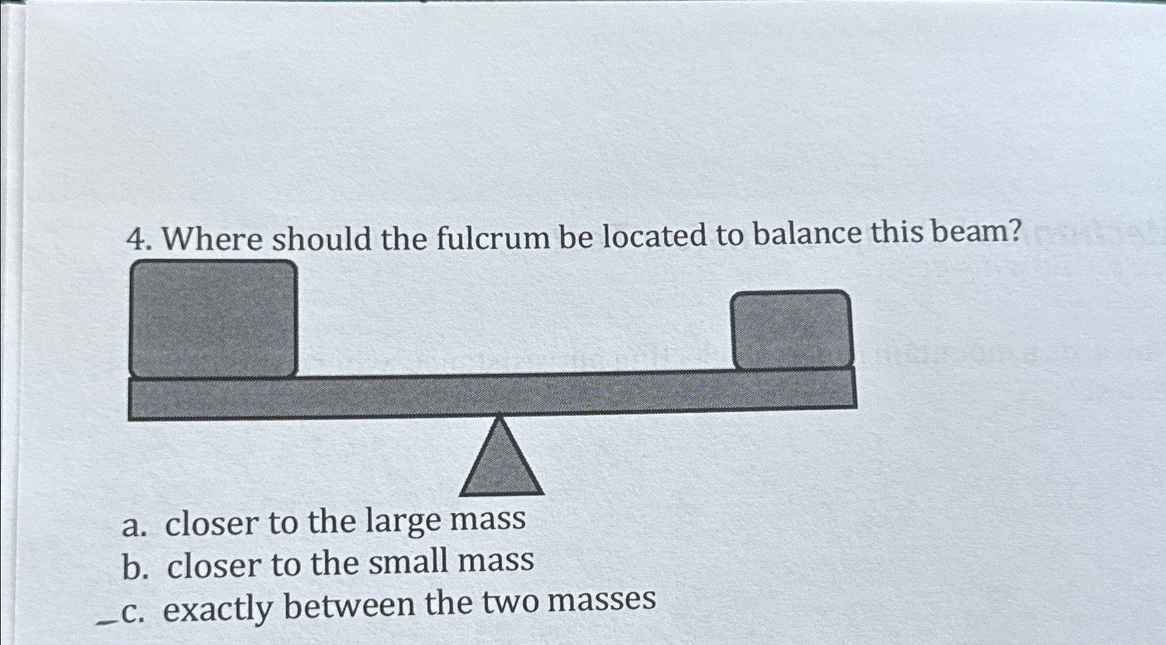 Solved Where should the fulcrum be located to balance this | Chegg.com