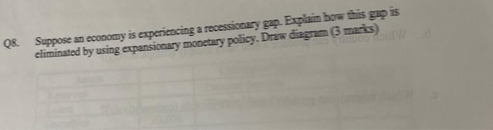 Solved Q8. Suppose an economy is experiencing a recessionary | Chegg.com