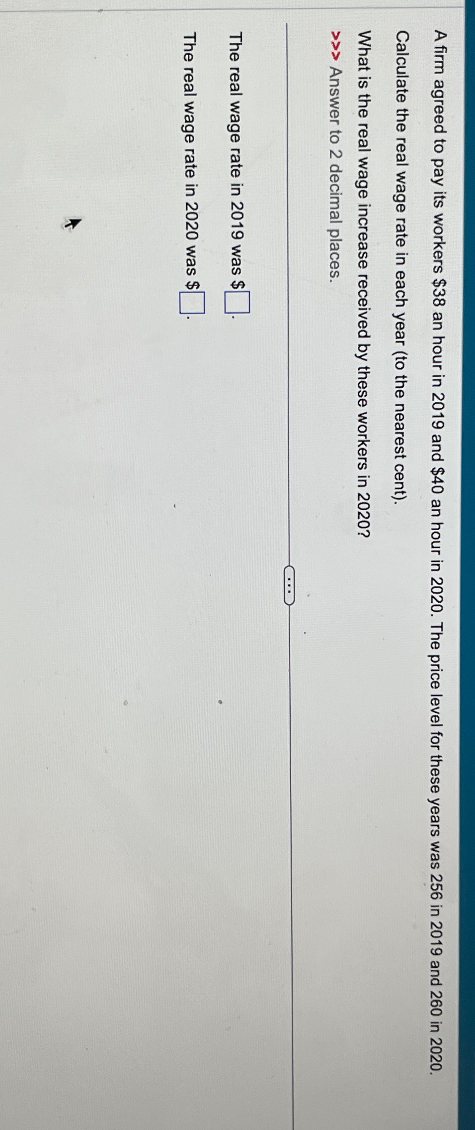 Solved A firm agreed to pay its workers $38 ﻿an hour in 2019 | Chegg.com