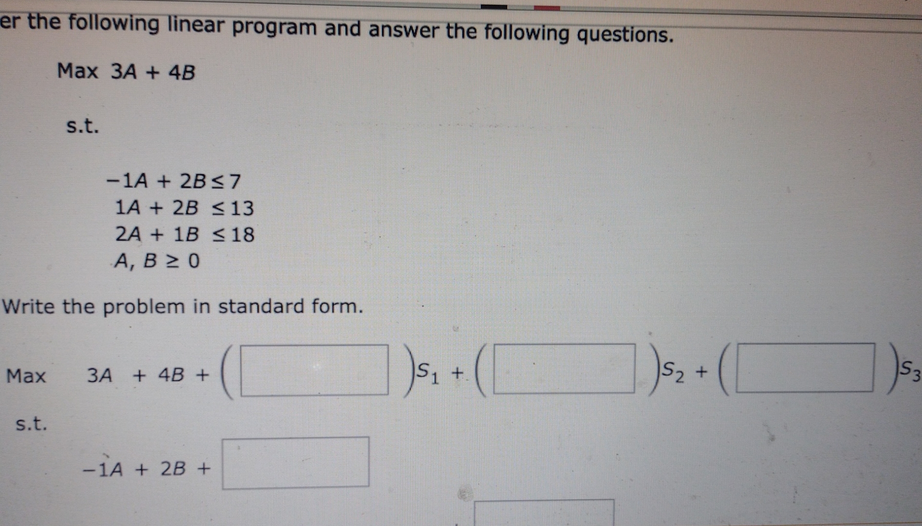Solved er the following linear program and answer the | Chegg.com