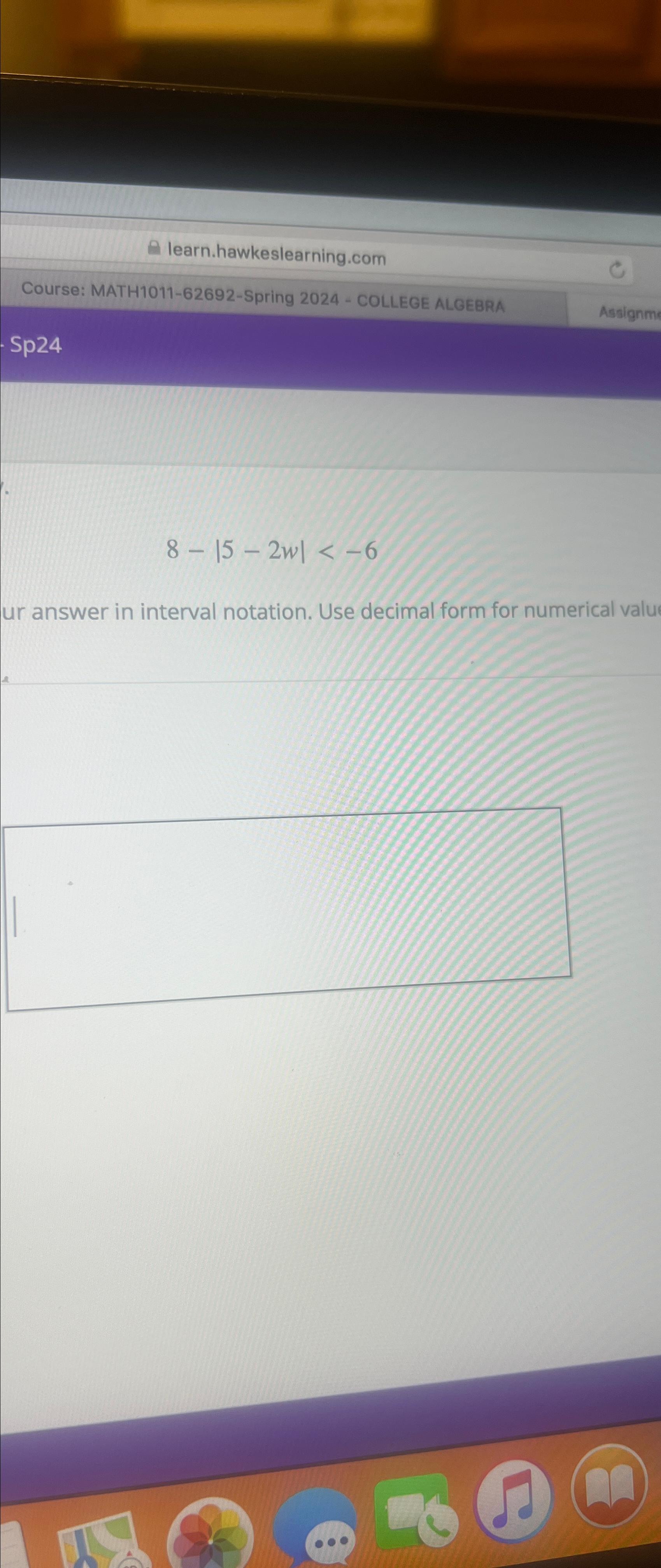 Solved learn.hawkeslearning.comCourse: MATH1011-62692-Spring | Chegg.com