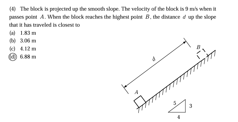 Solved (4) ﻿The block is projected up the smooth slope. The | Chegg.com