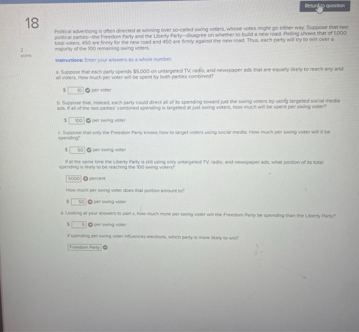 Solved Political advertising is often directed at winning | Chegg.com
