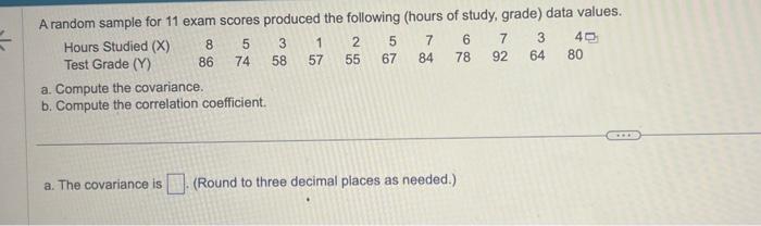 Solved a. Compute the covariance. b. Compute the correlation | Chegg.com