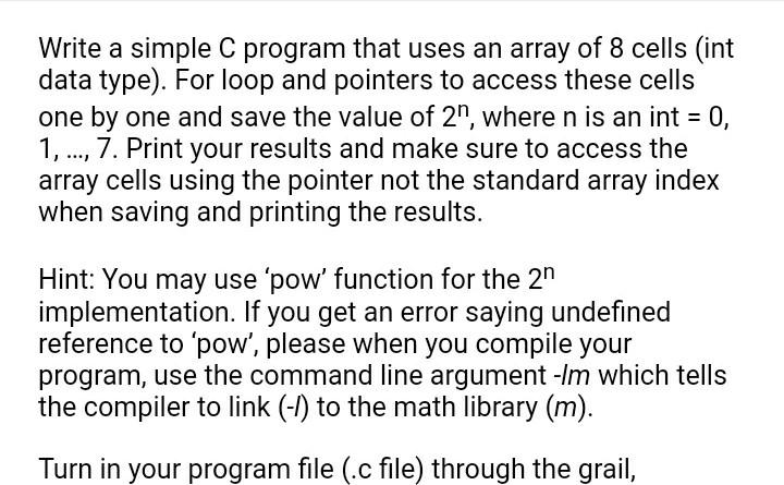 Solved Write A Simple C Program That Uses An Array Of 8 6365