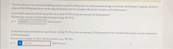 Solved The fill volume of an automated filling machine used | Chegg.com