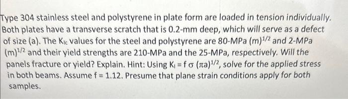 Solved Type 304 stainless steel and polystyrene in plate | Chegg.com