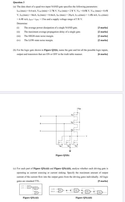 Solved Question 3 (a) The data sheet of a quad two-input | Chegg.com