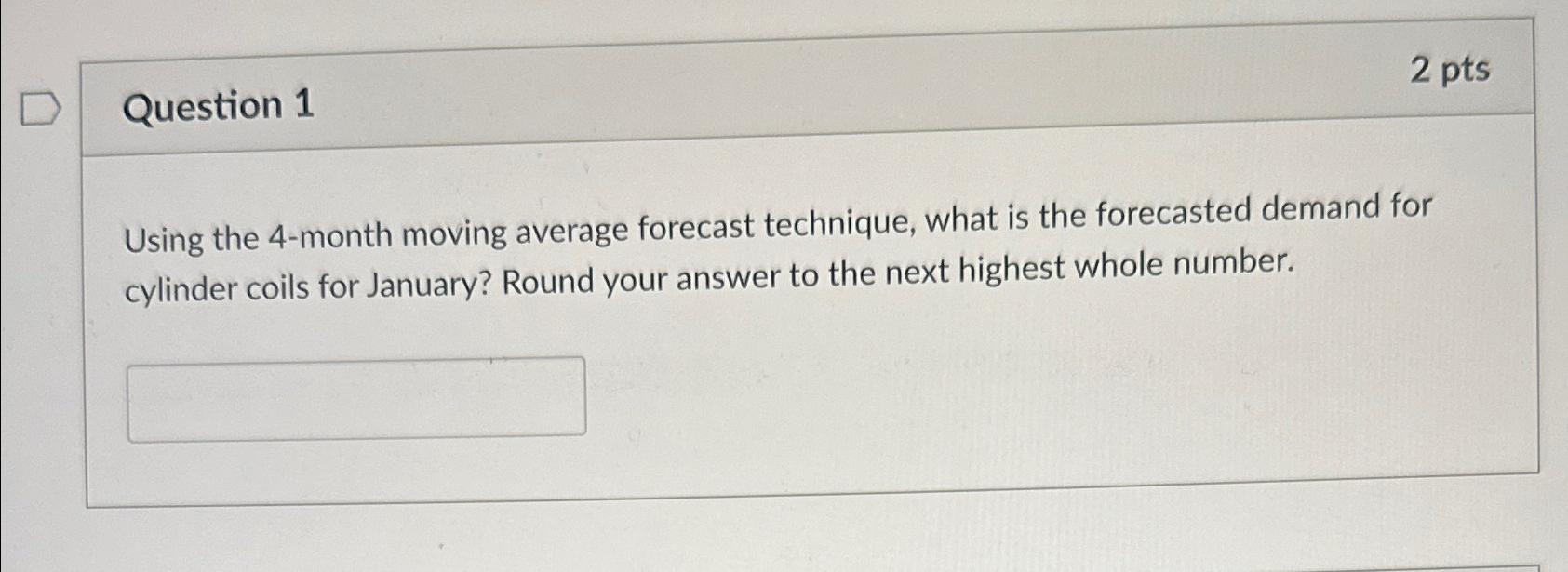 Solved Question 12 ﻿ptsUsing the 4-month moving average | Chegg.com