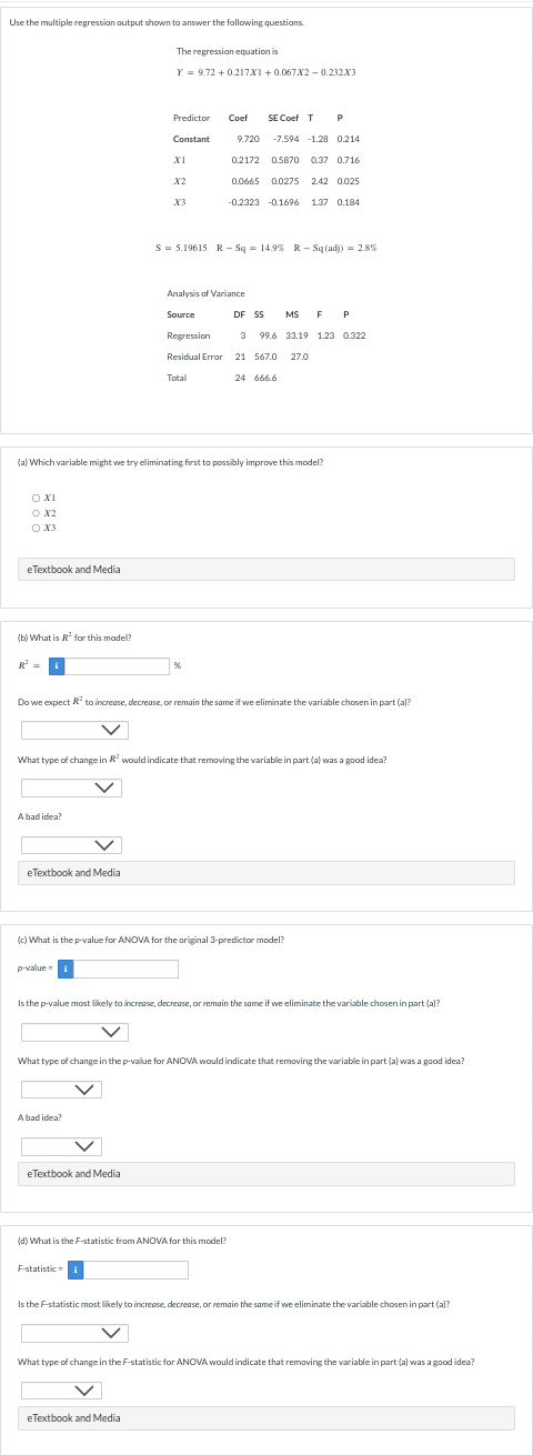 Use The Multiple Regression Output Shown To Answer