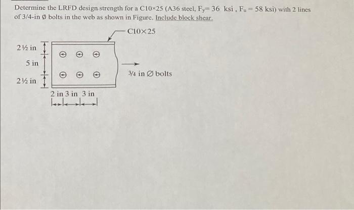 Solved Determine the LRFD design strength for a C10x25 (A36 | Chegg.com