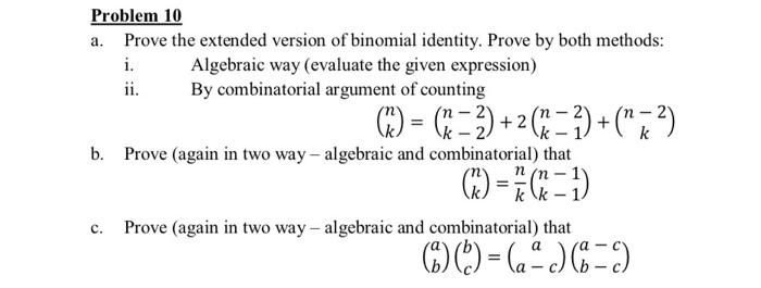 Solved Problem 10 a. Prove the extended version of binomial | Chegg.com