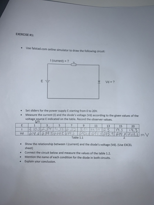 EXERCISE #1: Use falstad.com online simulator to draw | Chegg.com