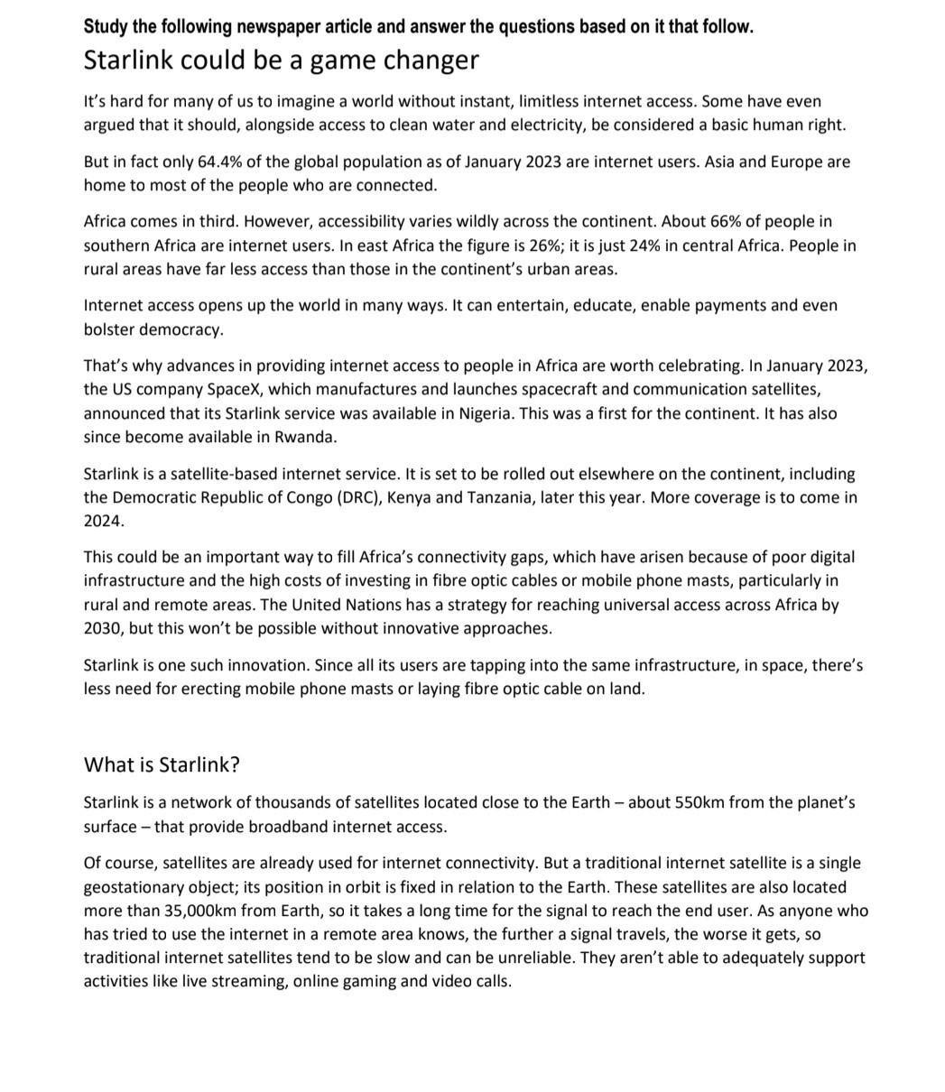 Solved Study the following newspaper article and answer the | Chegg.com