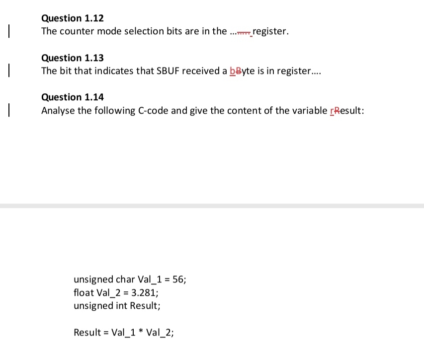 Question 1.12The counter mode selection bits are in | Chegg.com