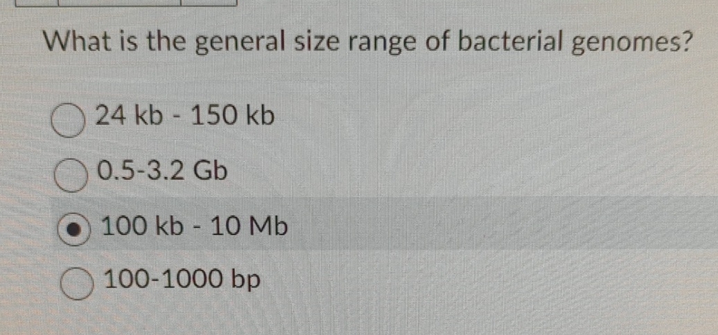 Solved What is the general size range of bacterial | Chegg.com