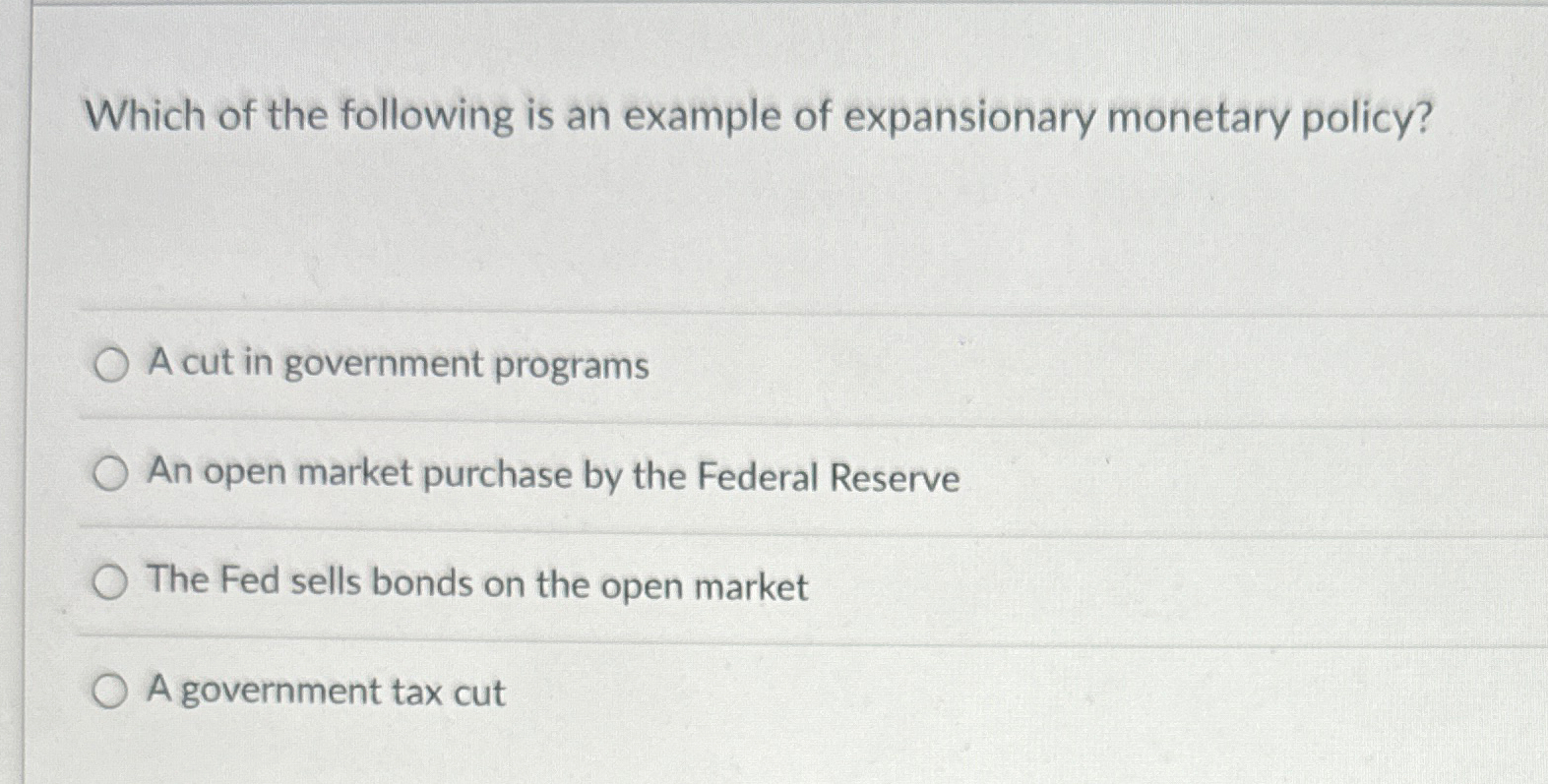 Solved Which of the following is an example of expansionary | Chegg.com
