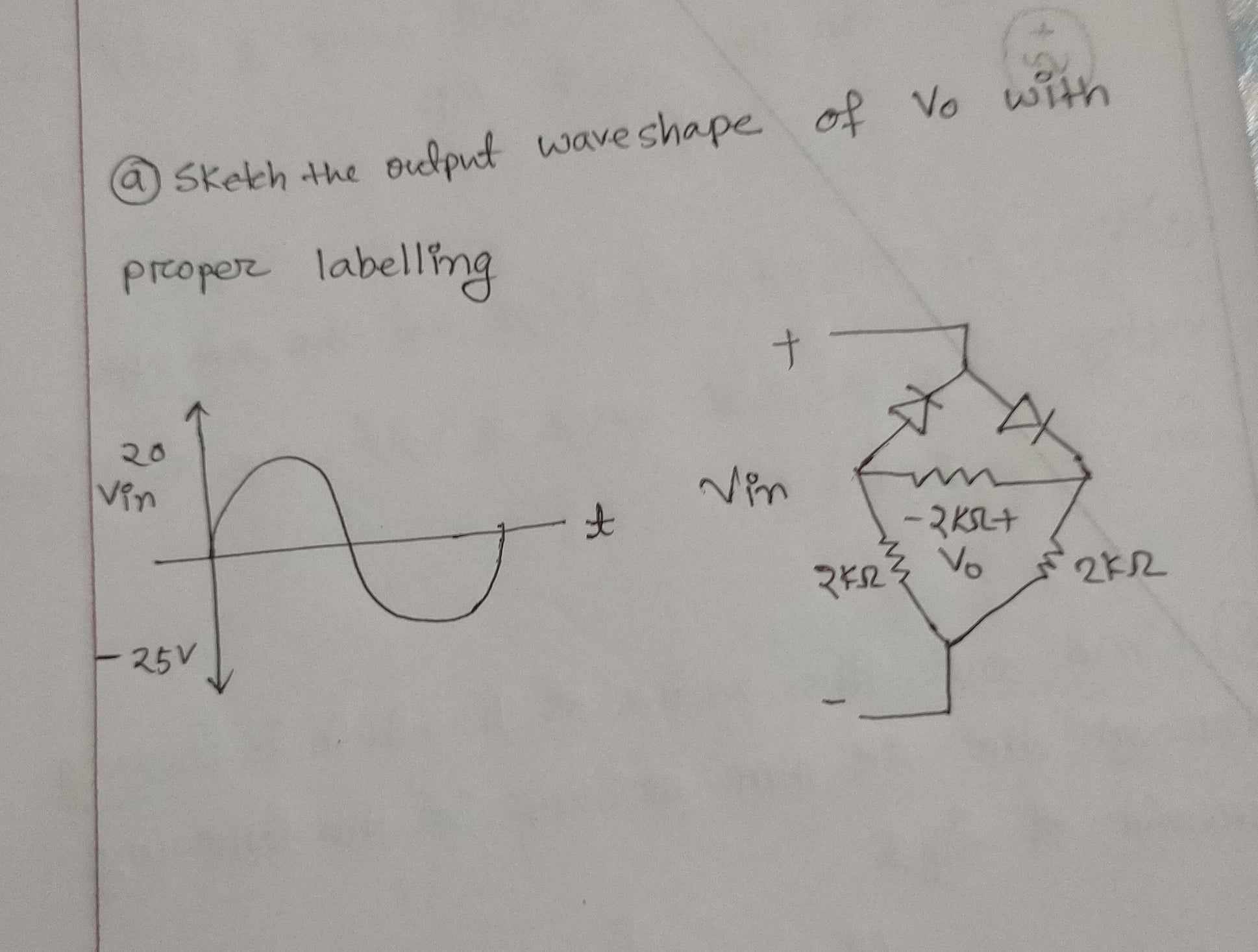 (a) ﻿Sketch the output waveshape of v0 ﻿withproper | Chegg.com