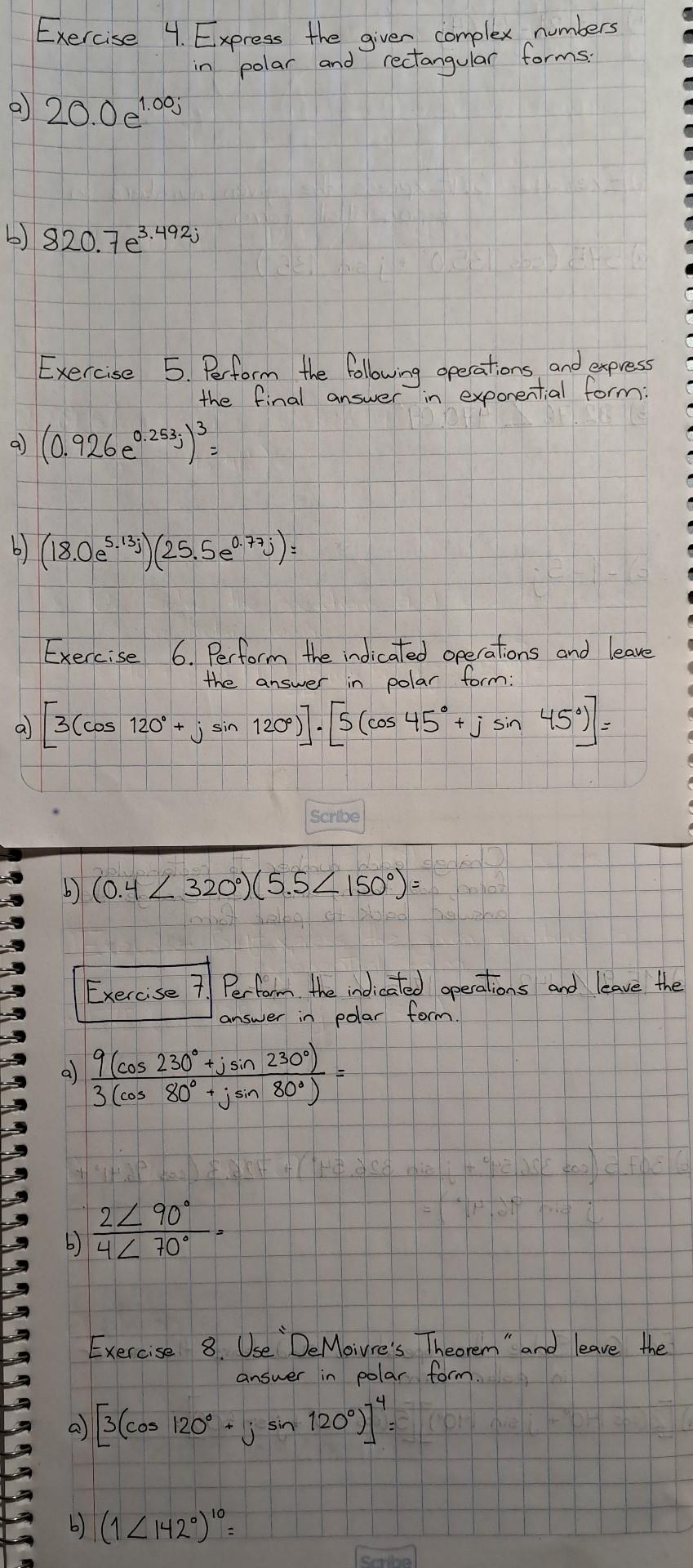 Solved Exercise 4. Express the given complex numbers in | Chegg.com