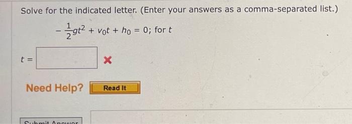 Solved Solve for the indicated letter. (Enter your answers | Chegg.com