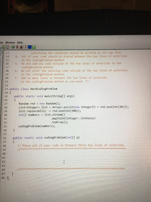 Solved ols Window Help 1 import java.util. Random; 2 import | Chegg.com