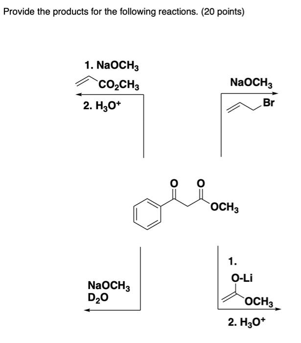 Solved Provide the products for the following reactions. (20 | Chegg.com