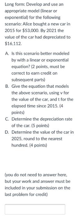 Solved Long form: Develop and use an appropriate model | Chegg.com