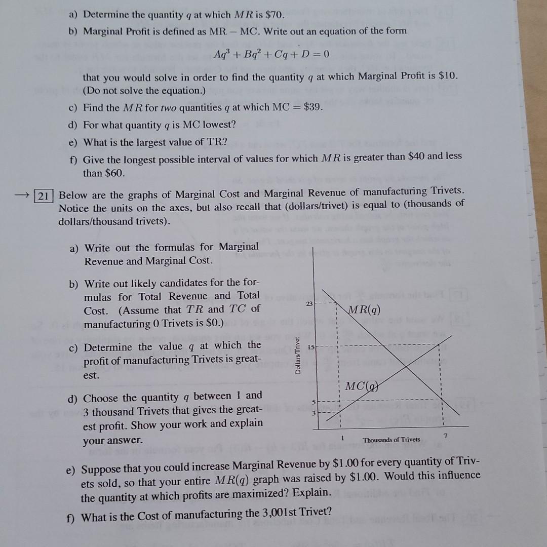 WORKSHEET :10 Using the Marginal Revenue and Marginal | Chegg.com