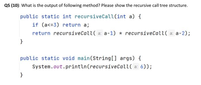 Solved Q5 (10): What is the output of following method? | Chegg.com