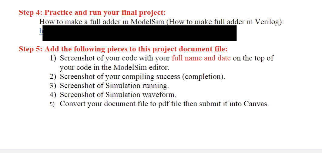 Solved Step 4: Practice and run your final project: How to | Chegg.com