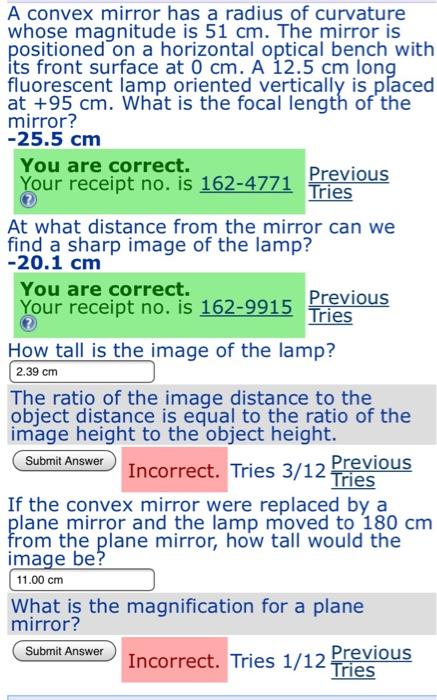 Solved A convex mirror has a radius of curvature whose | Chegg.com