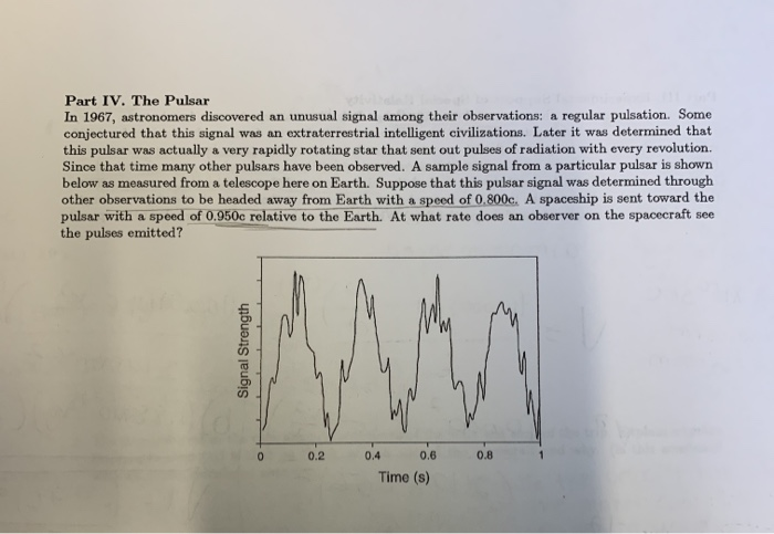 Solved Part IV. The Pulsar In 1967, astronomers discovered | Chegg.com